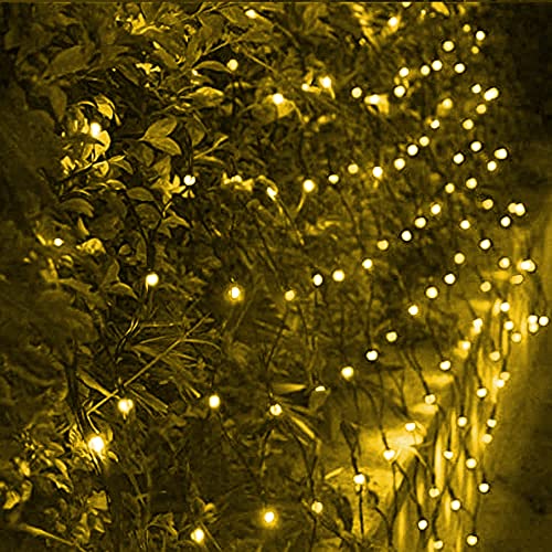 Dazzle Bright Christmas 200 LED Net Lights, 9.8 FT x 6.6 FT Connectable Mesh Lights with 8 Lighting Modes, Christmas Decorations for Indoor Outdoor Bush Yard Garden Decor (Warm White, Green Wire)