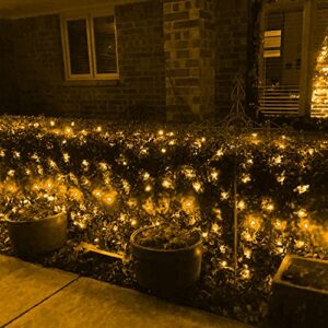 Dazzle Bright Christmas 200 LED Net Lights, 9.8 FT x 6.6 FT Connectable Mesh Lights with 8 Lighting Modes, Christmas Decorations for Indoor Outdoor Bush Yard Garden Decor (Warm White, Green Wire)