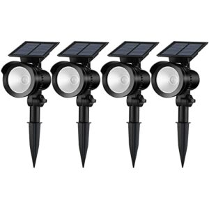 brightown solar spot lights outdoor – waterproof solar garden lights, 360°adjustable solar lights, auto on/off solar powered landscape spotlights for garden backyard, pack of 4