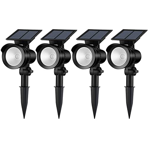 Brightown Solar Spot Lights Outdoor - Waterproof Solar Garden Lights, 360°Adjustable Solar Lights, Auto On/Off Solar Powered Landscape Spotlights for Garden Backyard, Pack of 4