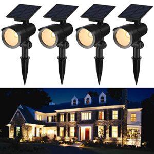 Brightown Solar Spot Lights Outdoor - Waterproof Solar Garden Lights, 360°Adjustable Solar Lights, Auto On/Off Solar Powered Landscape Spotlights for Garden Backyard, Pack of 4