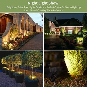 Brightown Solar Spot Lights Outdoor - Waterproof Solar Garden Lights, 360°Adjustable Solar Lights, Auto On/Off Solar Powered Landscape Spotlights for Garden Backyard, Pack of 4