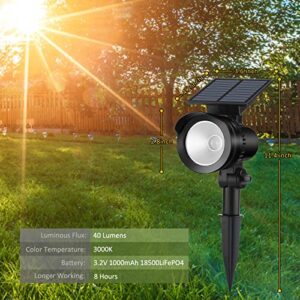 Brightown Solar Spot Lights Outdoor - Waterproof Solar Garden Lights, 360°Adjustable Solar Lights, Auto On/Off Solar Powered Landscape Spotlights for Garden Backyard, Pack of 4