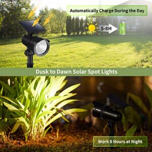 Brightown Solar Spot Lights Outdoor - Waterproof Solar Garden Lights, 360°Adjustable Solar Lights, Auto On/Off Solar Powered Landscape Spotlights for Garden Backyard, Pack of 4