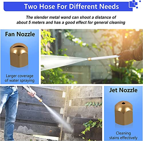 CARFKA Hydro Jet Washer High Pressure Power Washer Wand Water Hose with 2 Hose Nozzle Auto Watering Sprayer Flexible Garden Watering Sprayer for Car Wash and Window Washing 17 inch