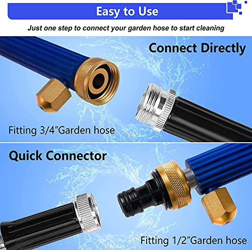 CARFKA Hydro Jet Washer High Pressure Power Washer Wand Water Hose with 2 Hose Nozzle Auto Watering Sprayer Flexible Garden Watering Sprayer for Car Wash and Window Washing 17 inch