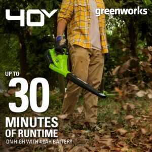 Greenworks 40V (150 MPH / 135 CFM) Cordless Leaf Blower, 4.0Ah Battery and Charger Included