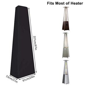 TIAQUN Patio Heater Cover,87 Inch Heavy Duty Waterproof & Dustproof Outdoor Garden Heater Cover Propane Outdoor Heaters Cover for Standing Heater Pyramid Torch Patio Heaters Outdoor Furniture.Black