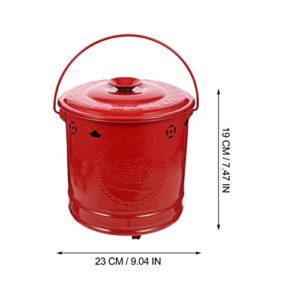 Yardwe Burn Barrel Incinerator Cage Stainless Steel Incinerator Can Metal Garden Fire Pit with Burning Tongs for Ancestor Money Waste Paper Garden Leaves Red