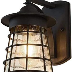 Porch Lamp LED Wall Lantern Exterior Waterproof Small Wall Light Black Outdoor Wall Sconce with Clear Glass Wall Mount Lighting Fixtures for Garden Patio Garage