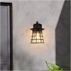 Porch Lamp LED Wall Lantern Exterior Waterproof Small Wall Light Black Outdoor Wall Sconce with Clear Glass Wall Mount Lighting Fixtures for Garden Patio Garage