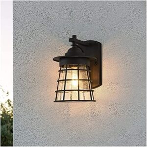 Porch Lamp LED Wall Lantern Exterior Waterproof Small Wall Light Black Outdoor Wall Sconce with Clear Glass Wall Mount Lighting Fixtures for Garden Patio Garage