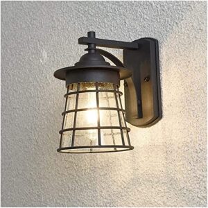 Porch Lamp LED Wall Lantern Exterior Waterproof Small Wall Light Black Outdoor Wall Sconce with Clear Glass Wall Mount Lighting Fixtures for Garden Patio Garage