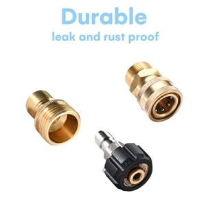 Edou Direct Pressure Washer Adapter Accessories Set - Brass Stainless Steel Pressure Washer Adapter Pump - Quick Connect Hose Pressure Washer Adapter Set for Garden Hose