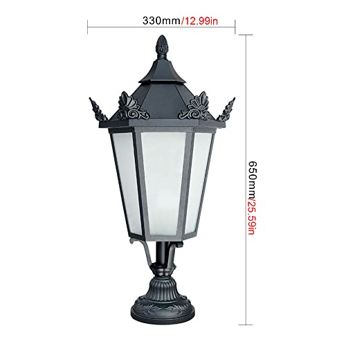 DLSixYi European Modern Patio Balcony Lawn Outdoor Glass Column Lamp Victoria Aluminum Park Post Lights Garden Light Waterproof Landscape Villa Street Table Lamp