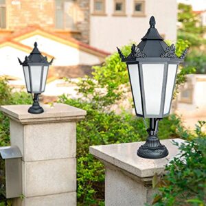 DLSixYi European Modern Patio Balcony Lawn Outdoor Glass Column Lamp Victoria Aluminum Park Post Lights Garden Light Waterproof Landscape Villa Street Table Lamp