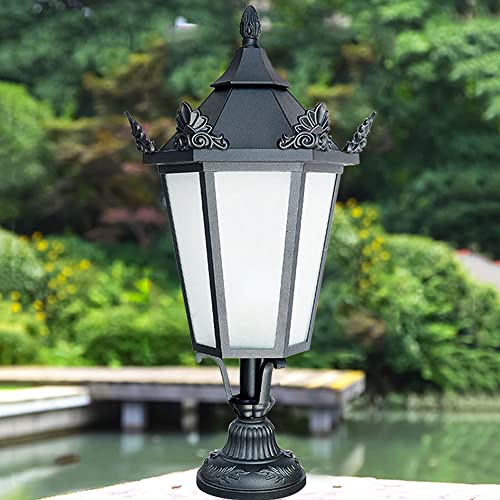 DLSixYi European Modern Patio Balcony Lawn Outdoor Glass Column Lamp Victoria Aluminum Park Post Lights Garden Light Waterproof Landscape Villa Street Table Lamp