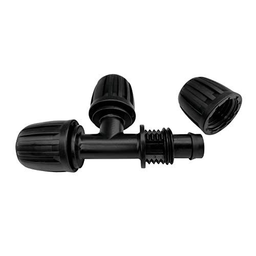 5 Pack 1/2" Drip Irrigation Fittings, Lock Barbed Tee Connectors, 1/2 inch T Connectors for Tubing(1/2" ID x 0.65" OD), Anti-Drop Straight Tee for Irrigation Tubing