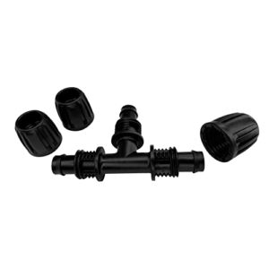 5 Pack 1/2" Drip Irrigation Fittings, Lock Barbed Tee Connectors, 1/2 inch T Connectors for Tubing(1/2" ID x 0.65" OD), Anti-Drop Straight Tee for Irrigation Tubing