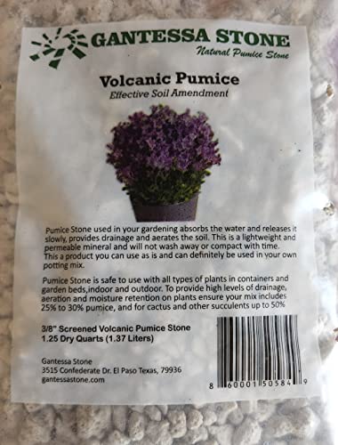 Gantessa Stone Gardening Pumice Soil Amendment | 3/8 Screened | 1.25 Quarts (PS381Q)