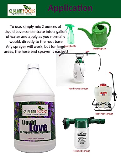 Liquid Love Plant Food by GS Plant Foods- All Purpose Plant Fertilizer (1 Gallon) - Liquid Fertilizer for Herb Gardens, House Plants, Vegetables, Fruit Trees, Lawns & Shrubs