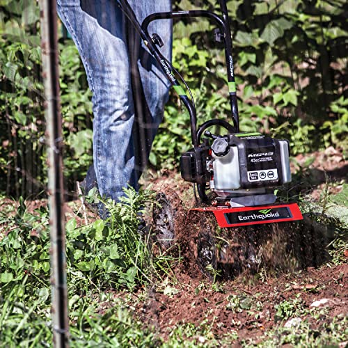 EARTHQUAKE 41999 MC43 Cultivator, 43cc 2-Cycle Viper Engine, 6-10” Adjustable Width, 8” Max Depth, Overhand Handlebars, Lightweight, U.S. Based Customer Service, Red/Black