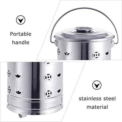 Happyyami 1 Set Metal Garden Incinerator Fire Bin Burning Leaves Barrel Stainless Steel Burn Barrel Incinerator Furnace Burning Bin for Yard Garden