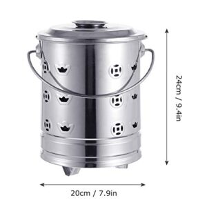 Happyyami 1 Set Metal Garden Incinerator Fire Bin Burning Leaves Barrel Stainless Steel Burn Barrel Incinerator Furnace Burning Bin for Yard Garden