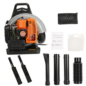 leaf blower gas powered with adjustable backpack strap, 665 cfm 6800 rpm(r/min) 63cc 2-stroke engine multi-purpose cordless high strength snow blower for outdoor yard garden snowfield & meadowland