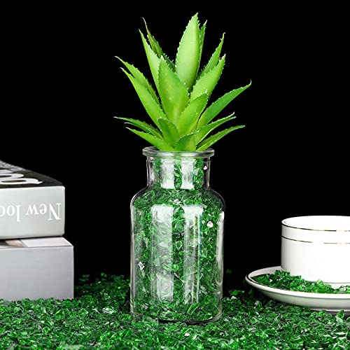 Crushed Glass for Crafts Broken Glass Pieces Decorative Reflective Tempered Crushed Mirror Pieces Vase Filler Crush Glass for Vase Pool, Bar, Fish Tank, Garden Decoration (Green,2 Pound)