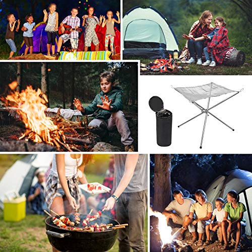 Hoedia Portable Fire Pit Outdoor 16.5 Inch Camping Fire Pit Foldable, Steel Mesh Fire Pits Fireplace for Camping, Outdoor, Patio, Backyard and Garden (Silver)