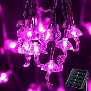 enshui solar string lights outdoor waterproof 21 ft 30 led pink flamingo garden lights 8 lighting modes fairy lights string patio lights terrace camping christmas decoration (flamingo)