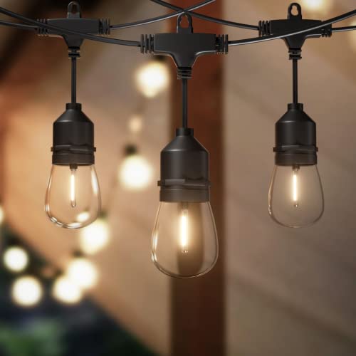 Zuske 48FT LED Outdoor String Lights, Hanging String Lights with 15+1 Dimmable Edison Shatterproof Bulbs, IP65 Commercial Grade Waterproof Heavy-Duty Lights for Patio, Porch, Garden, Fence