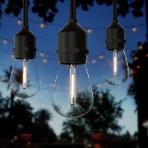 Zuske 48FT LED Outdoor String Lights, Hanging String Lights with 15+1 Dimmable Edison Shatterproof Bulbs, IP65 Commercial Grade Waterproof Heavy-Duty Lights for Patio, Porch, Garden, Fence