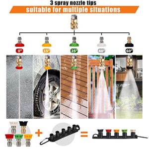 WXMECH Pressure Washer Short Gun, 5000 PSI High Pressure, Trigger Handle and Professional 3/8" Swivel Quick Connect Plug, M22-14mm/15mm Fitting Adapter, 5 Spray Nozzle Tips with Holder