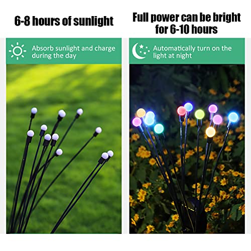 BQOQB 2Pack Solar Powered Firefly Light Starburst Swaying Garden Lights for Outdoor Patio Yard Lawn Pathway Landscape Decor