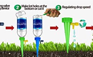 Self Plant Watering Spikes 12 Pack Auto Drippers Irrigation Devices Vacation Automatic Plants Water System with Adjustable Control Valve Switch Design for Houseplant, Gardenplant, Officeplant