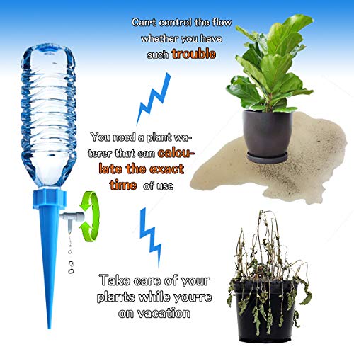 Self Plant Watering Spikes 12 Pack Auto Drippers Irrigation Devices Vacation Automatic Plants Water System with Adjustable Control Valve Switch Design for Houseplant, Gardenplant, Officeplant