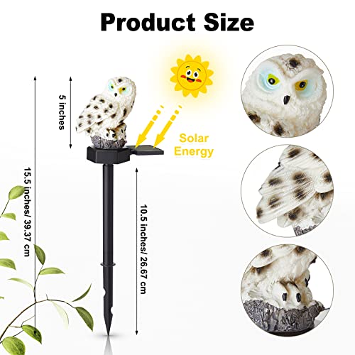 4 Pcs Owl Light Led Solar Outdoor Decorative Waterproof with Stake Garden Decorative Resin Solar Owl Animal Light for Yard Garden Flower Fence Lawn Pathway Walkway Courtyard Gift