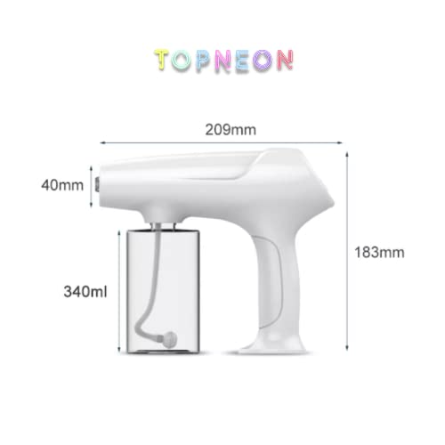 TopNeon Mist Spray Gun Nano Atomizer - Electrostatic Portable Sprayer - Rechargeable Cordless Handheld Steamer Machine with Spray Bottle for Home, Office, Garden, Bathroom Use