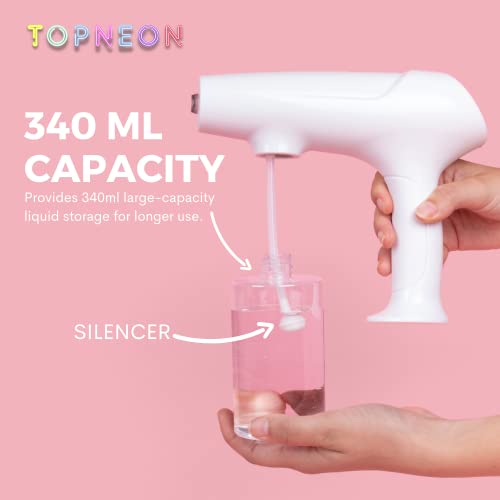 TopNeon Mist Spray Gun Nano Atomizer - Electrostatic Portable Sprayer - Rechargeable Cordless Handheld Steamer Machine with Spray Bottle for Home, Office, Garden, Bathroom Use