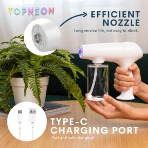 TopNeon Mist Spray Gun Nano Atomizer - Electrostatic Portable Sprayer - Rechargeable Cordless Handheld Steamer Machine with Spray Bottle for Home, Office, Garden, Bathroom Use