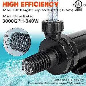 WaterRebirth (PC3000,3000GPH) High Flow Submersible Water Pump-Home/Inline Water Pump-Submersible Pump-Water Transfer Pump-Aquarium Pump