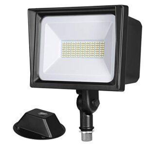 dewenwils 65w led flood light outdoor, 6670 lumen super bright(500w halogen equivalent) ip65 waterproof knuckle mount led security light, 5000k daylight for landscape, garden, yard, garage, ul listed