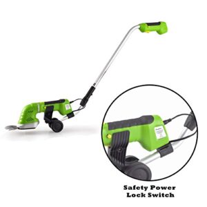 SereneLife Handheld Hedge Trimmer | Cordless Hedge Trimmer | Push Grass Cutter Shears W/ 7.2V Rechargeable Batteries | Telescoping Roller Handle Arm | Changeable Blades