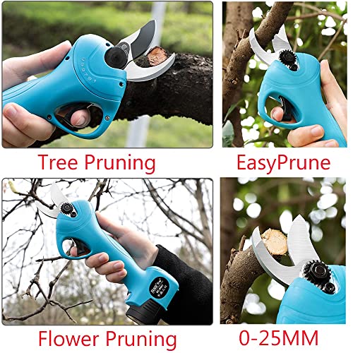 Vrseis Cordless Pruning Shears Electric Secateur Lithium Battery Powered Electric Garden Scissors 25mm Max Diameter Rechargeable for Hedge, Bush, Orchard (Size : 2.5x1xBattery)