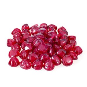 reflective fire glass gravel,fire gems,fire drops,fire glass pebbles stones beads chips for fire pit fish tank aquarium succulent garden decoration,20-25mm,610g/1.34lb (diamond, red)