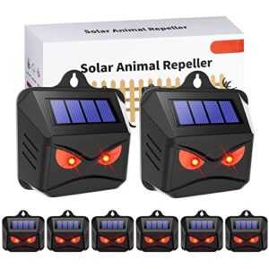 8 pack solar animal repeller nocturnal animal predator deterrent devices with red light waterproof deer coyote fox skunk rabbit repellent for garden yard farm chicken coop