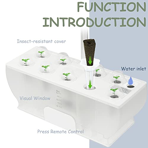 Hydroponics Growing System, 9 Pods Indoor Garden with Cyclically Timed 100 LED Grow Light and Water Pump, Garden Planter Kit for Herbs, Vegetables, Plants Flowers and Fruit (Transparent)