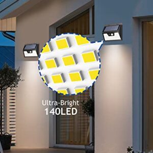 Peasur Solar Outdoor Lights [2 Pack/140LED], Motion Sensor Outdoor Lights Ultra-Bright, Solar Powered Security Lights 3 Working Modes, Solar Lights Outdoor Waterproof for Outside Garden Yard (500LM)